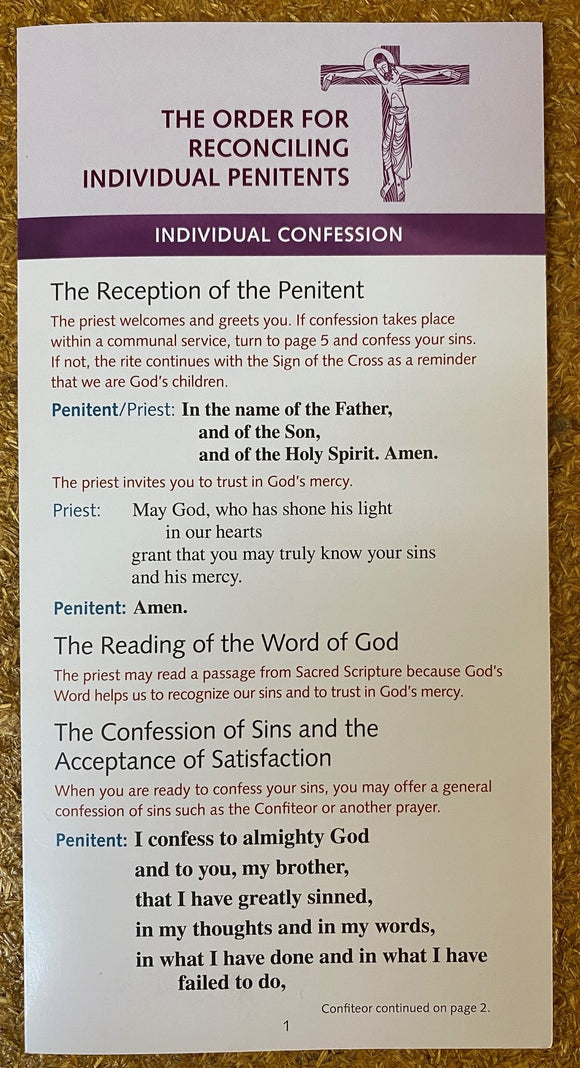 The Order for Reconciling Individual Penitents – The Catholic Bookshop